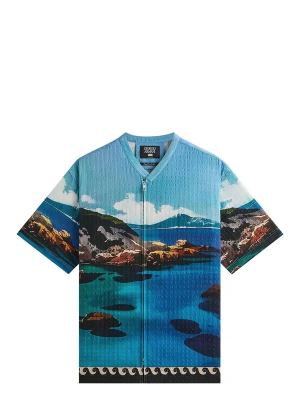 Kith X Giorgio Armani Sardinia Short Sleeve Zip Shirt - Blue