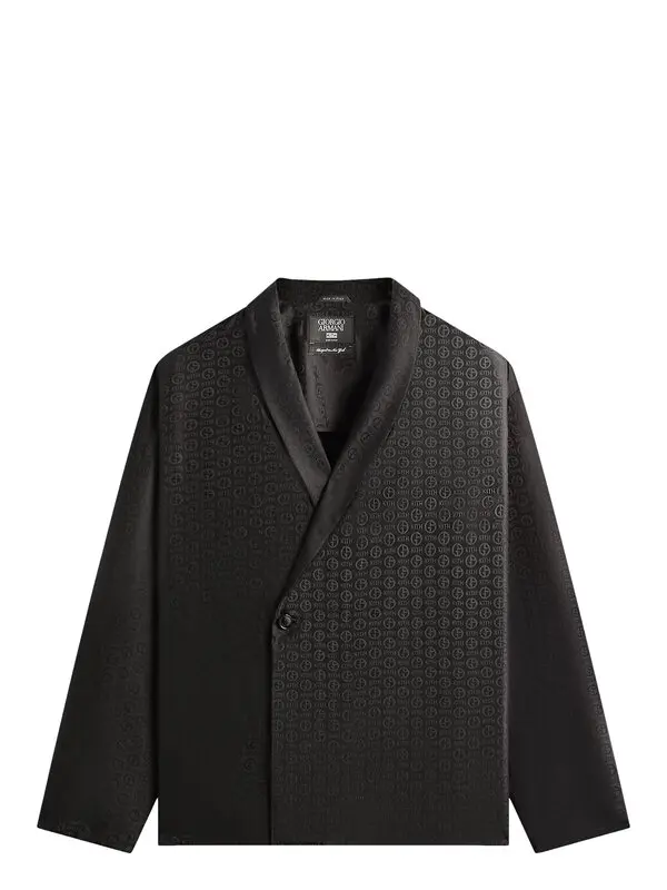 Kith X Giorgio Armani Monogram Long Sleeve Thompson Crossover Shirt - Black