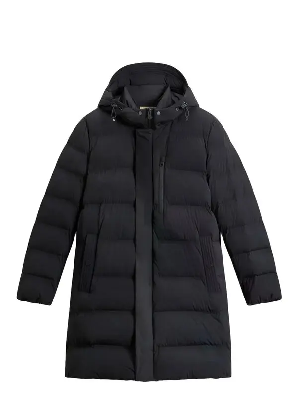 Woolrich Matt Stretch Hooded Puffer Coat - Blue