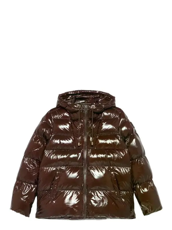 Pinko Hooded Quilted Jacket - Brown