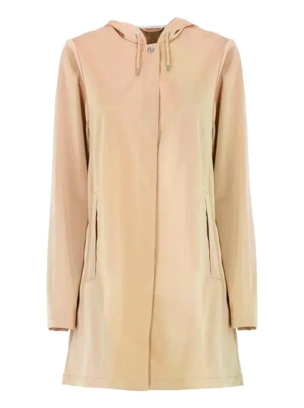 Rains Hooded Snap-button Rain Coat - Neutrals