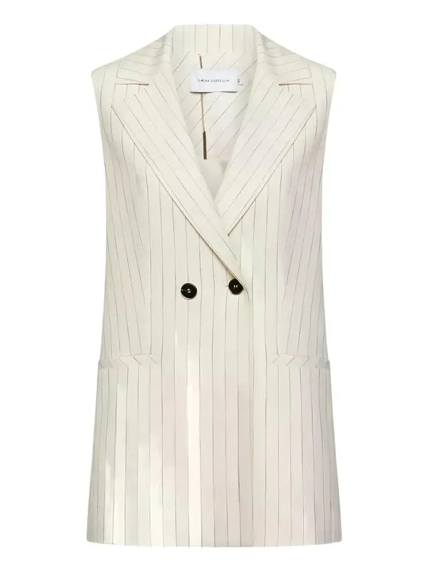 SIMONA CORSELLINI Pinstripe Double-breasted Waistcoat - Neutrals
