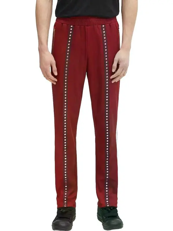 Adidas Embellished Striped Track Pants - Red