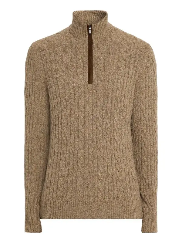 Loro Piana Cashmere Cable-knit Quarter-zip Sweater - Chia Beans