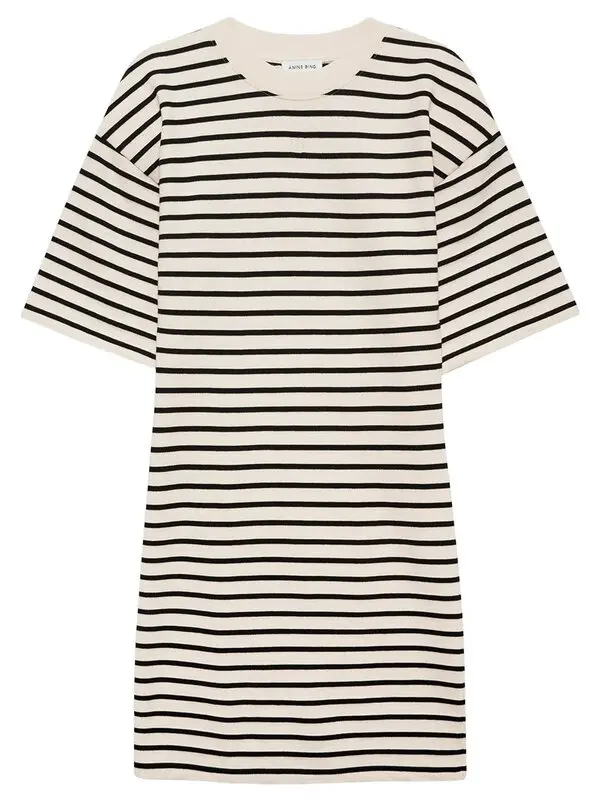ANINE BING Mona Stripe T-shirt Dress - Whiteblack