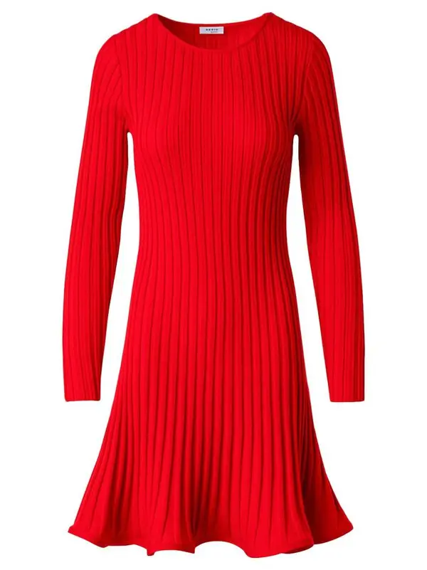 Akris Reversed Rib Knit Mini Dress - Vermillion