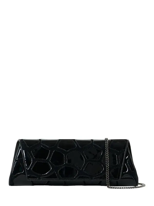 Akris Anouk Patchwork Trapezoid Clutch Bag - 099 Black Met