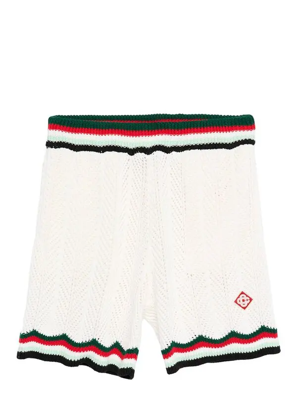 Casablanca Chevron Crochet Pull-on Shorts - White