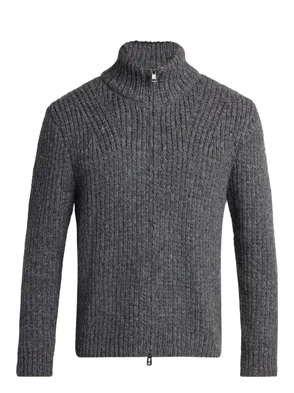 Moncler Ribbed Full-zip Sweater - Dark Grey