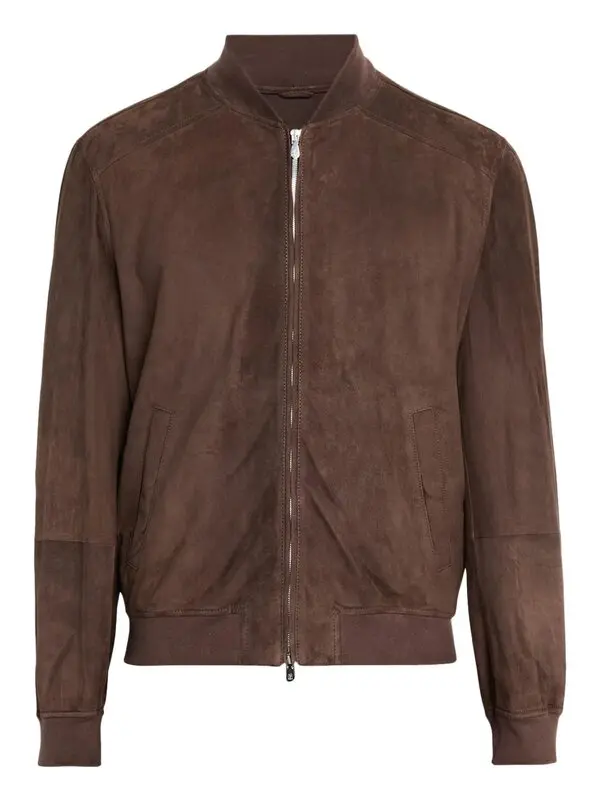 Brunello Cucinelli Suede Full-zip Bomber Jacket - Dark Brown