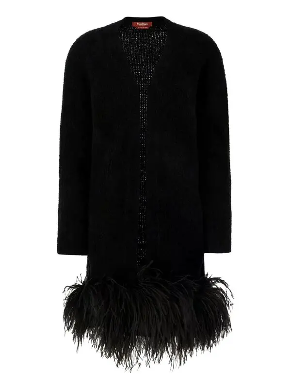 Max Mara Feather-trim Cardigan - Black