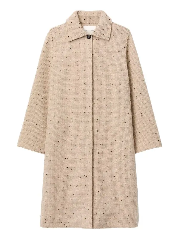 Lafayette 148 New York Speckled Boucle Tweed Wool Coat - Taupe Multi