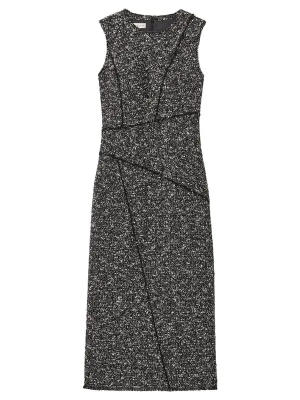 Lafayette 148 New York Wool-cotton Bouclé Tweed Sleeveless Sheath Dress - Black Multi