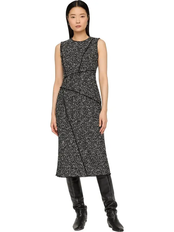 Lafayette 148 New York Wool-cotton Bouclé Tweed Sleeveless Sheath Dress - Black Multi