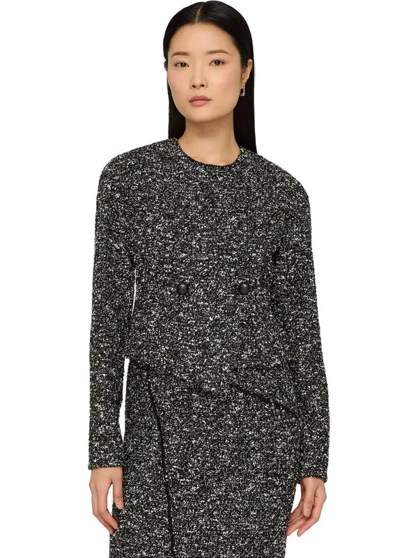 Lafayette 148 New York Wool-cotton Bouclé Tweed Asymmetric Fitted Jacket - Black Multi