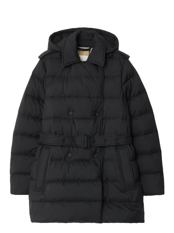 Burberry Short Nylon Hooded Puffer Coat - Black