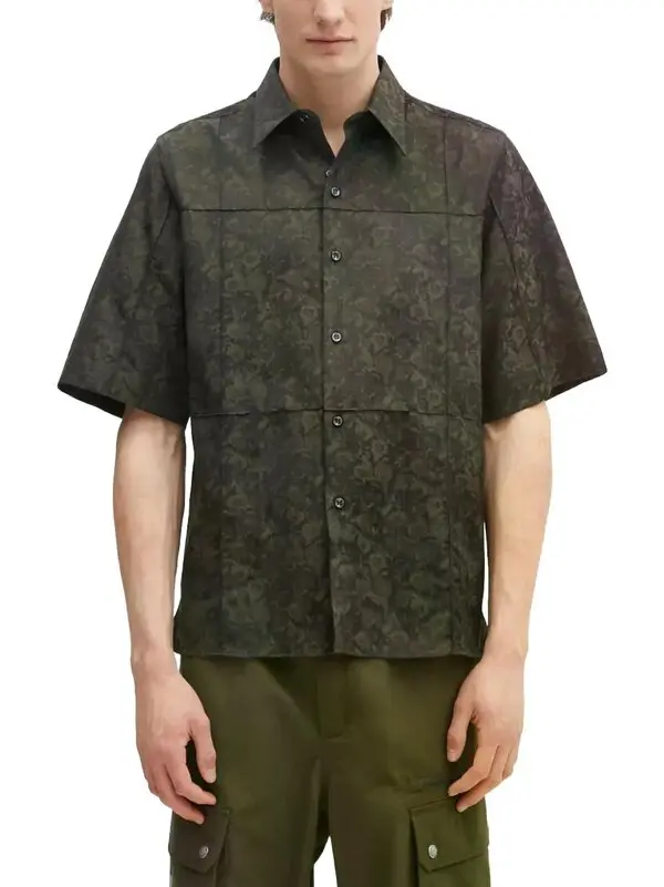 WALES BONNER Floral-print Panelled Shirt - Green