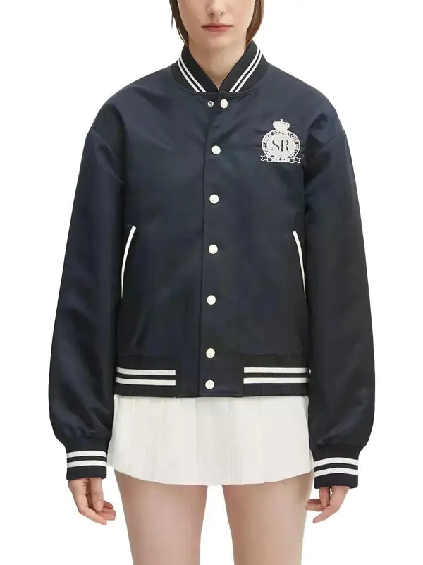 SPORTY & RICH Embroidered-logo Bomber Jacket - Blue