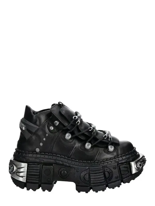 NEW ROCK Metallic-detail Platform Sneakers - Black