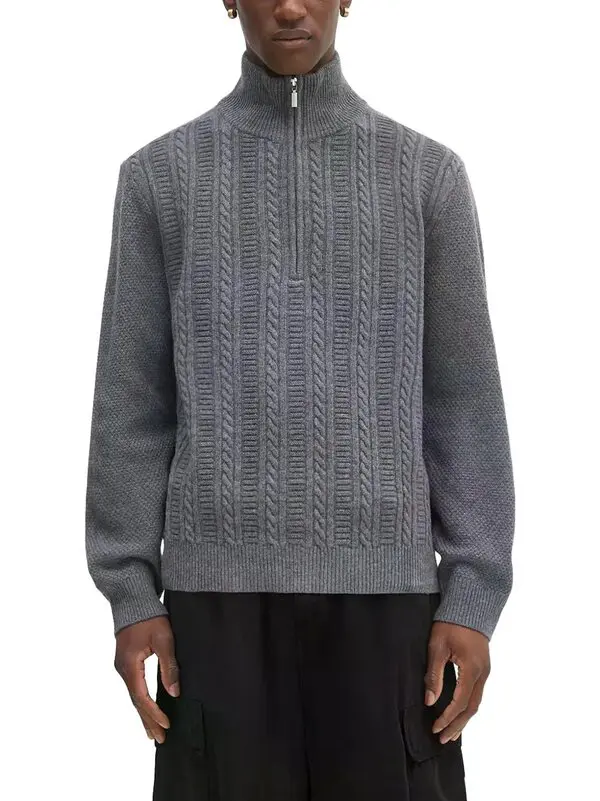 A.p.c. Cable-knit Half-zip Sweater - Grey