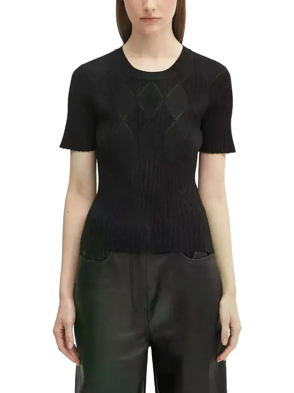 Kenzo Ribbed-knit Diamond-pattern Top - Black