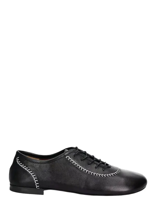 WALES BONNER Lace-up Contrast-stitch Leather Shoes - Black