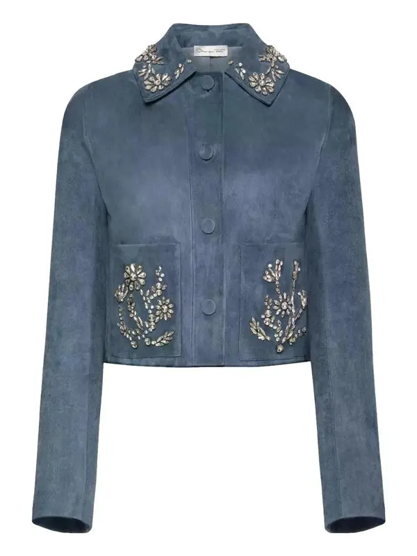 Oscar De La Renta Crystal-embroidered Jacket - Blue