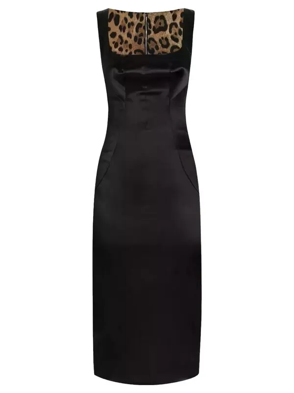 Dolce & Gabbana Square-neck Satin Midi Dress - Black
