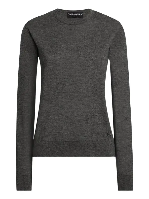 Dolce & Gabbana Logo-embroidered Relaxed Fit Sweater - Grey