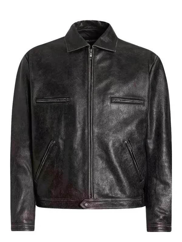 Dolce & Gabbana Zip-fastening Leather Jacket - Black