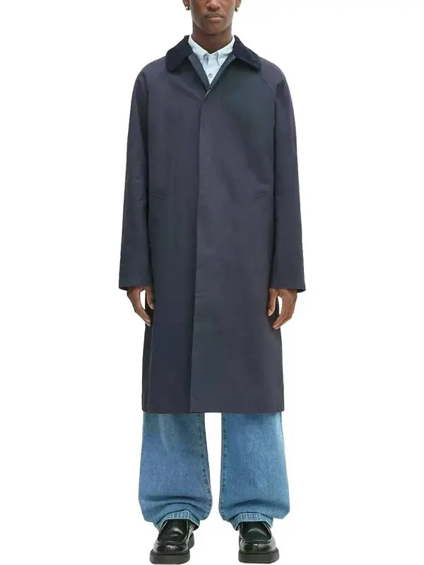 A.p.c. Corduroy-collar Long Coat - Blue