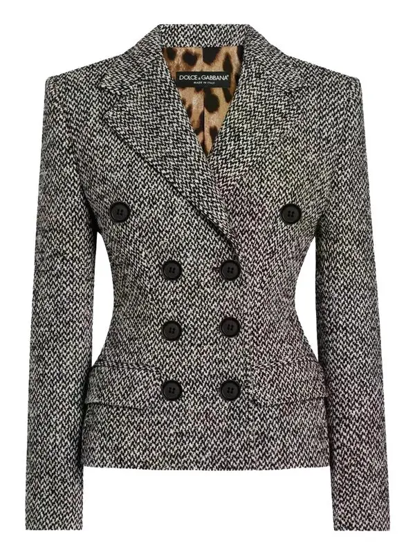 Dolce & Gabbana Double-breasted Tweed Blazer - White