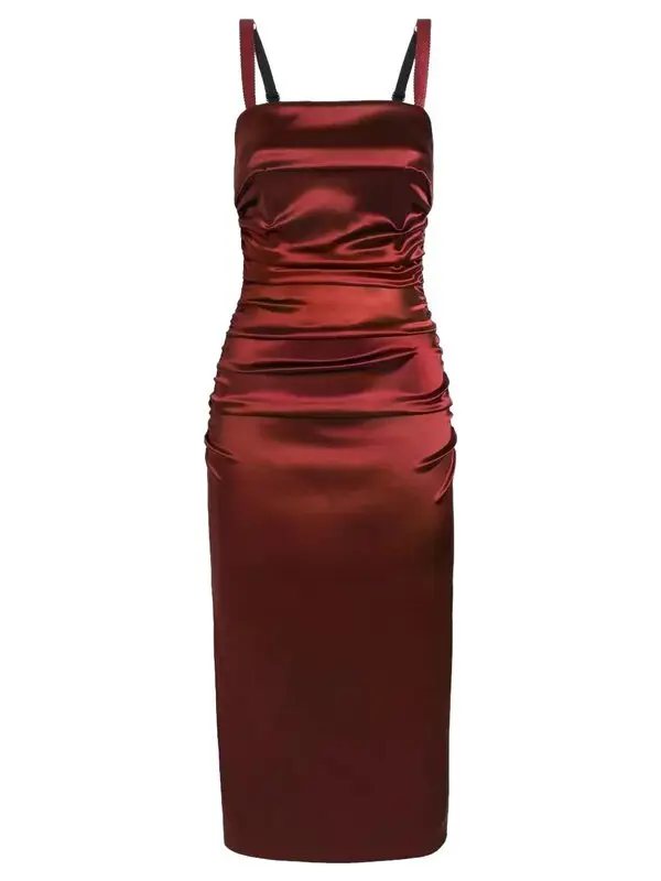 Dolce & Gabbana Satin Midi Dress - Red