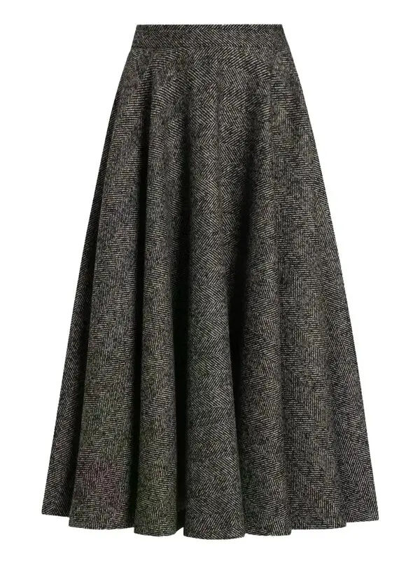 Dolce & Gabbana Herringbone Flared Midi Skirt - Grey