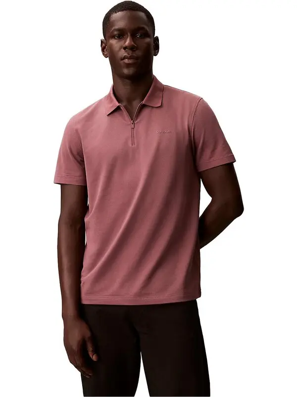 Calvin Klein Tech Pique Zip Polo Shirt - Capri Rose