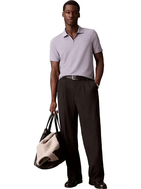 Calvin Klein Tech Pique Zip Polo Shirt - Quicksilver