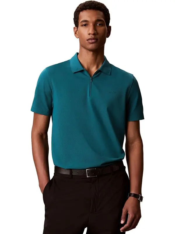 Calvin Klein Tech Pique Zip Polo Shirt - Shaded Spruce