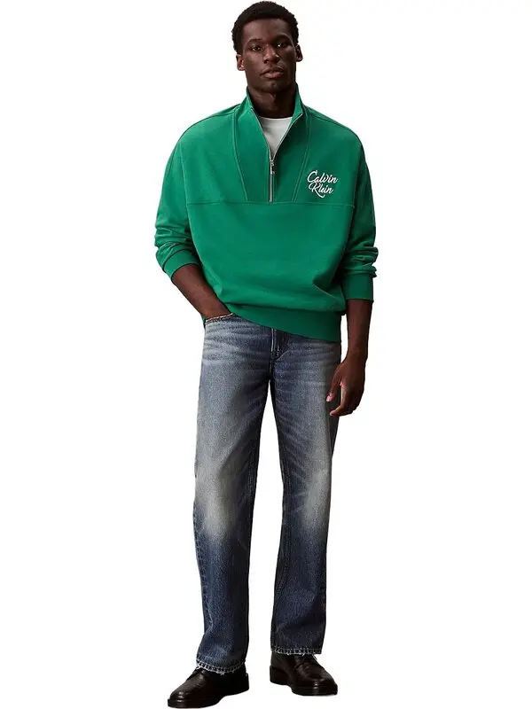 Calvin Klein Premium Fleece Relaxed Quarter Zip Sweatshirt - Verdant Green