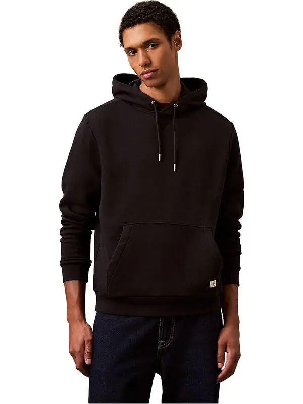 Calvin Klein Monogram Logo Patch Fleece Hoodie - Black Beauty