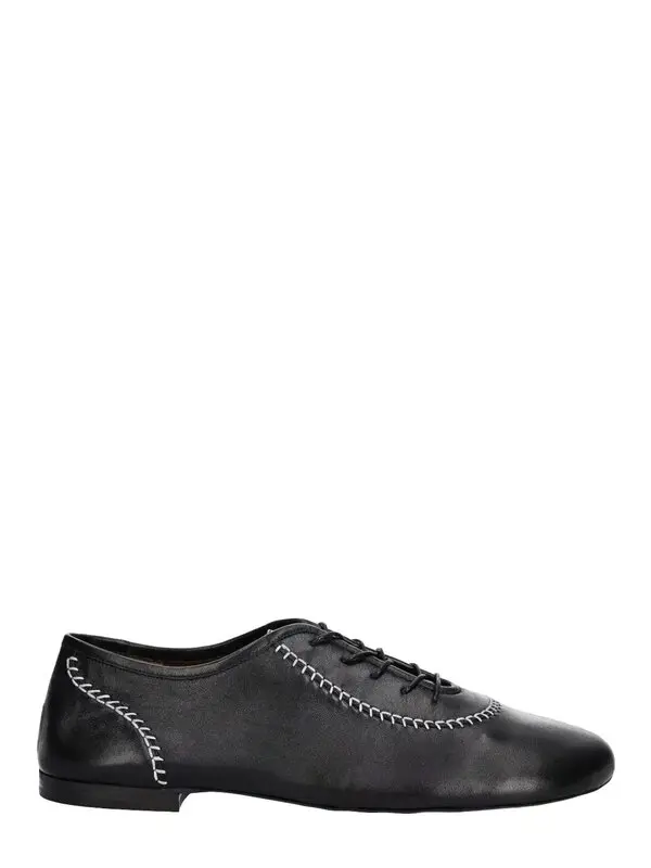 WALES BONNER Contrast-stitching Leather Shoes - Black