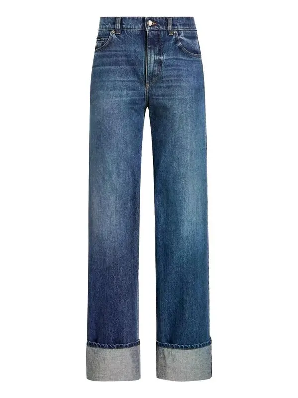 Dolce & Gabbana High-waist Jeans With Turn-up Cuffs - Blue