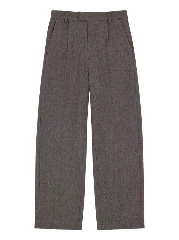 MAISON MARGIELA Pleated Herringbone Trousers - Grey