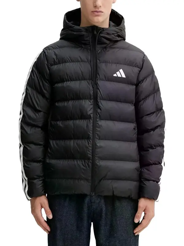 Adidas Hooded Stripe-detail Padded Jacket - Black