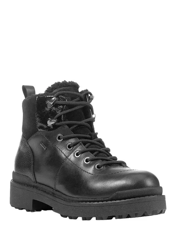 Geox Shearling-lined Lace-up Boots - Black