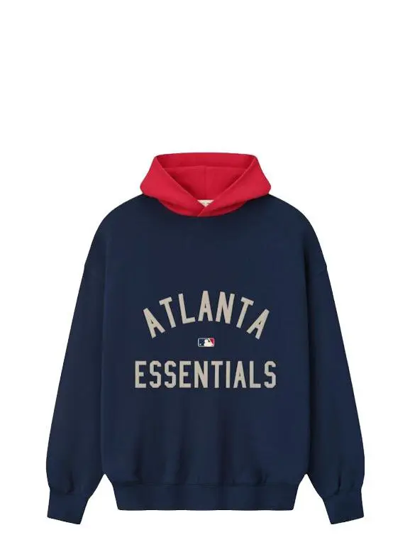 Fear Of God Essentials Atlanta Braves Hoodie - Navy Blue/red