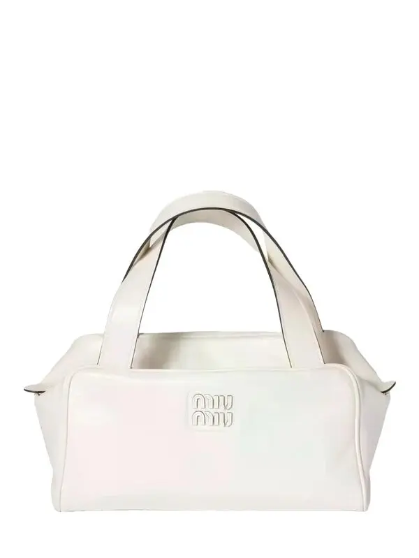 Miu Miu Leather Top-handle Zip Tote Bag - White