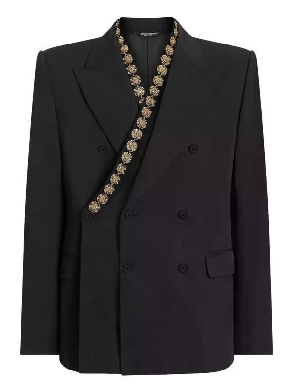 Dolce & Gabbana Sicilia Embellished Double-breasted Blazer - Grey