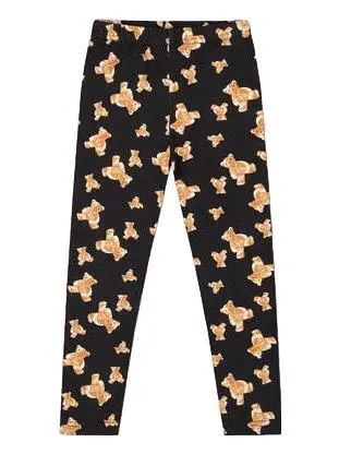 DEUX PAR DEUX Jersey Leggings Teddy Bear - Black And Brown