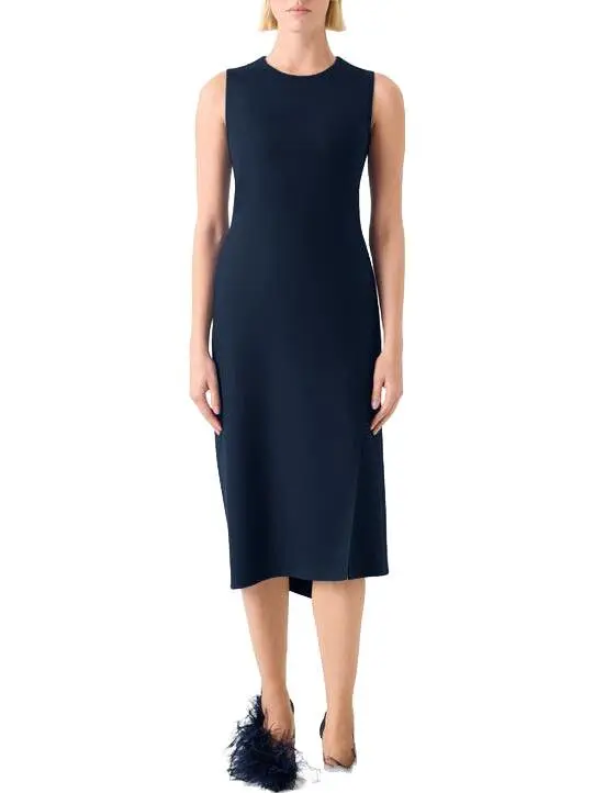 Akris Double Face Wool Flannel Sheath Dress - Navy