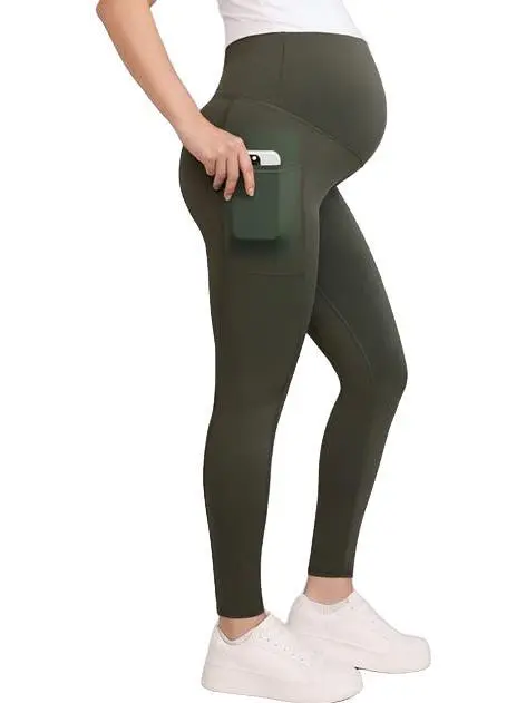 Motherhood Maternity Over The Belly Side Pocket Active Maternity Leggings - Deep Depths